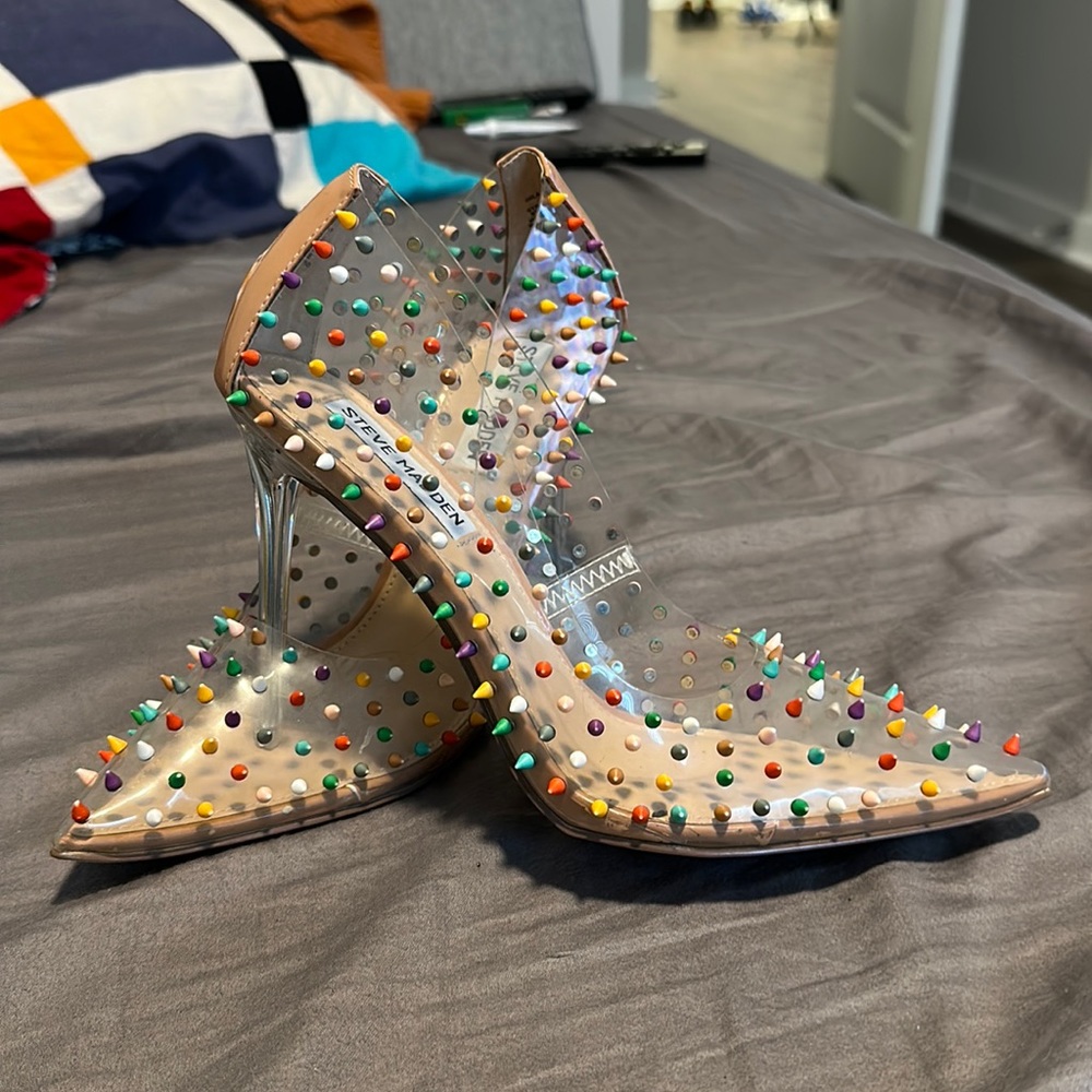 Steve Madden Vala Rainbow Spike Heels - Gem